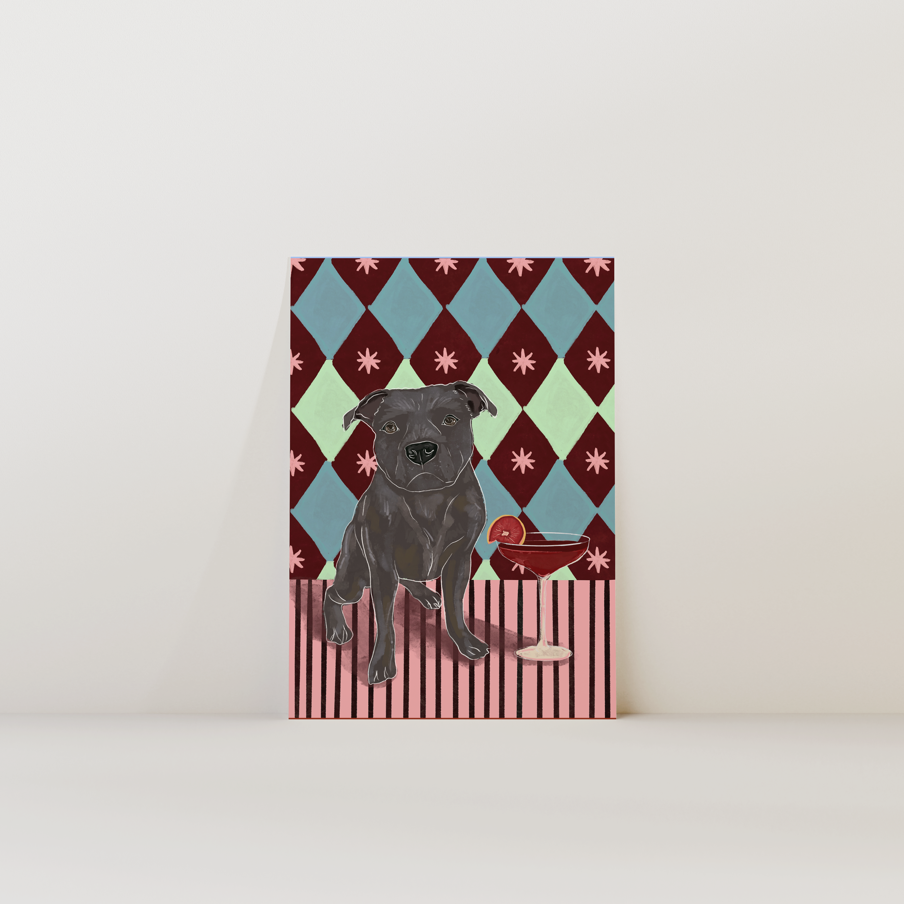 Blue Staffy Dog Print – Illustrated by Weezy