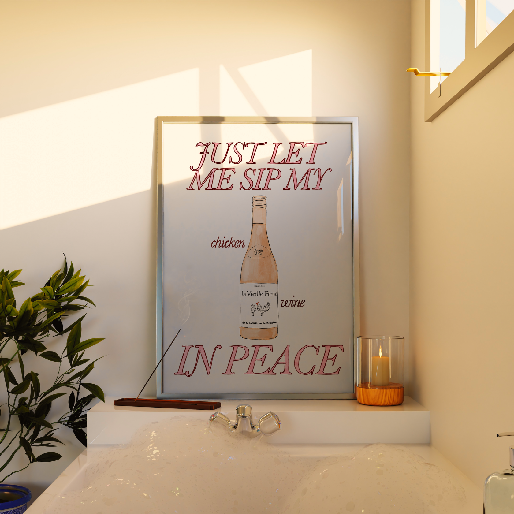 Just Let Me Sip My Chicken Wine in Peace Print – Illustrated by Weezy